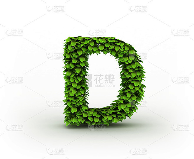 字母D，绿叶的字母