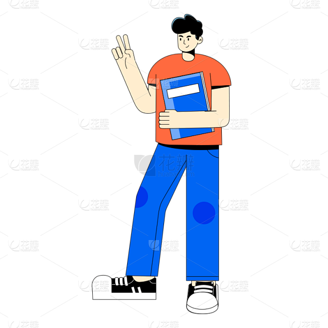 卡通感教育培训男生元素贴纸 2276