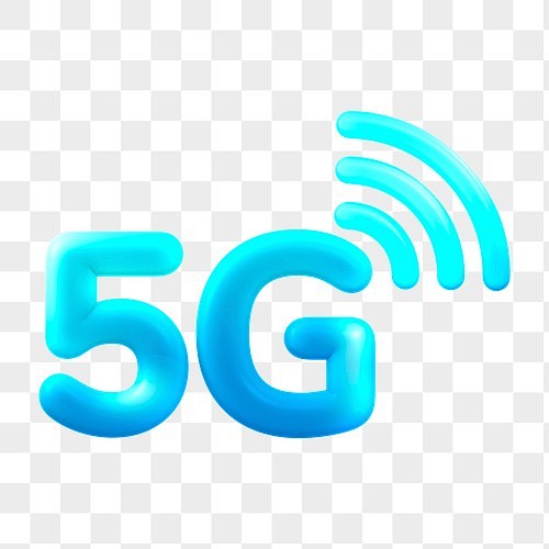 5G icon png sticker, 3D neon glow, transparent background