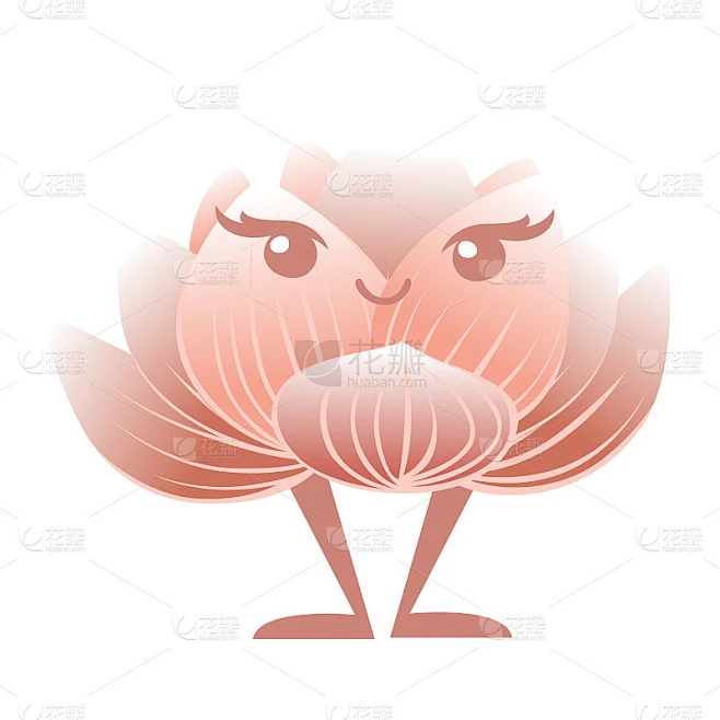 Pink lotus flower mascot cartoon character design 素材-花瓣网