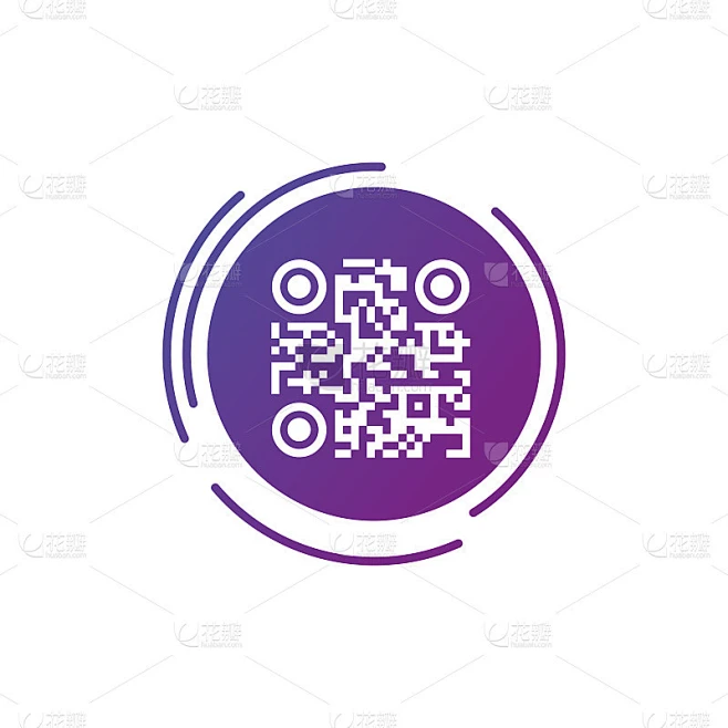 Qr code sign icon in purple gradient futuristic ci素材-花瓣网
