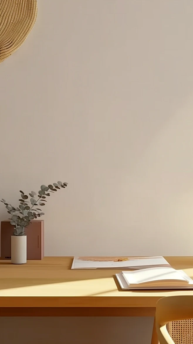 donchen1102_Desk_scene_White_wallClean_desktop_A_beam_of_light ...