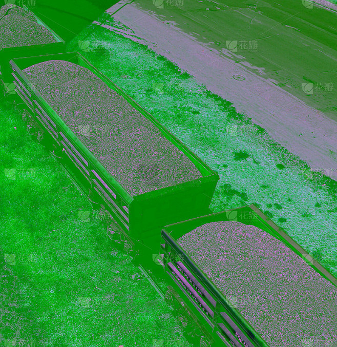 Hopper Cars Loaded Construction Gravel Top View