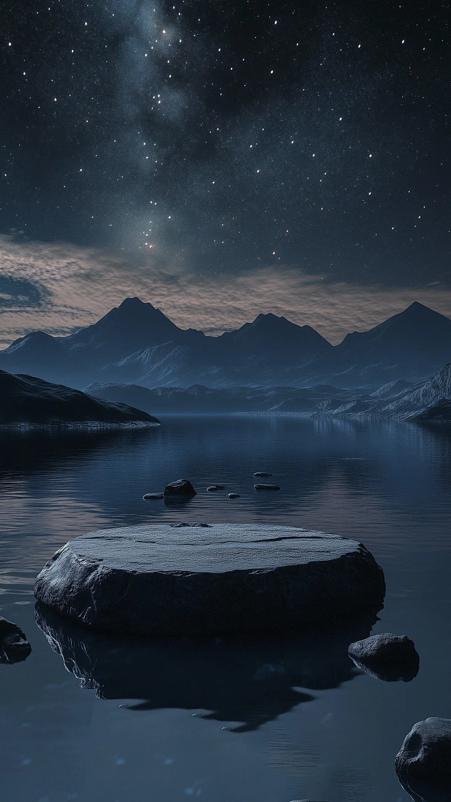 写实山峰湖水-花瓣网