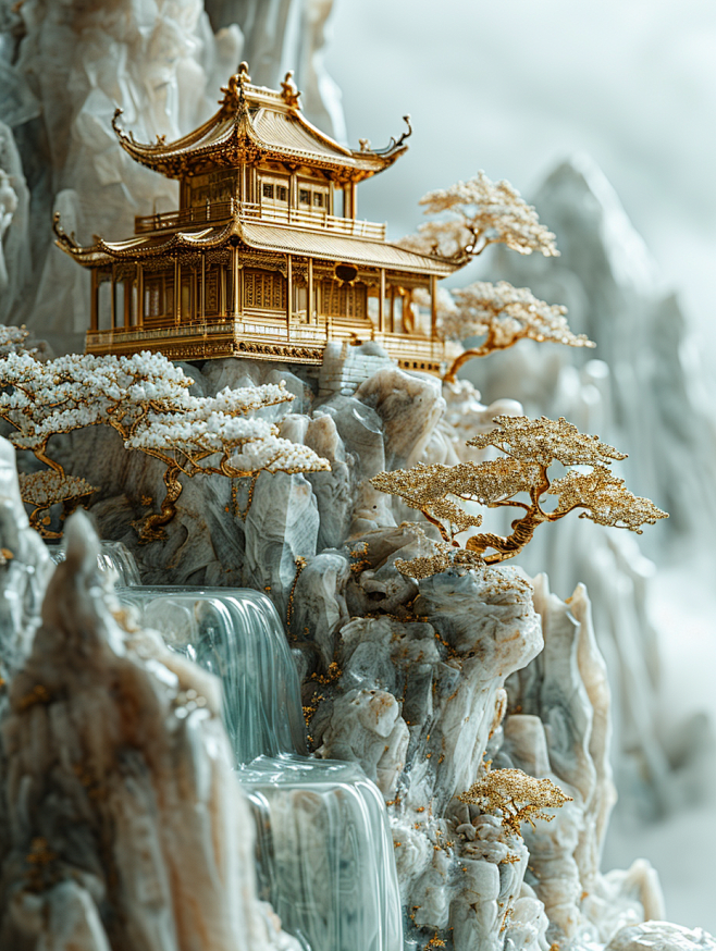 diysq39_Gold_inlaid_jade_carving_light_gray_jade_mountains_gold ...