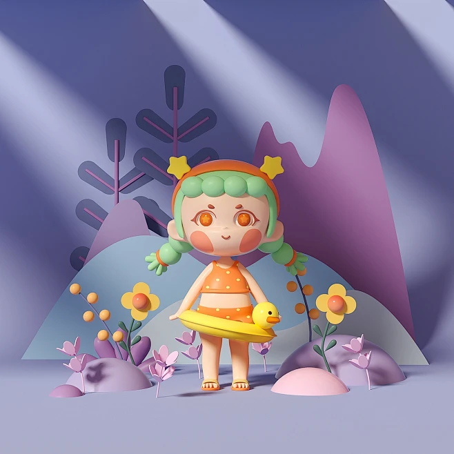 IP潮玩设计 %7C 花与少女系列%7C三维%7C其他三维%7C_54ccec98