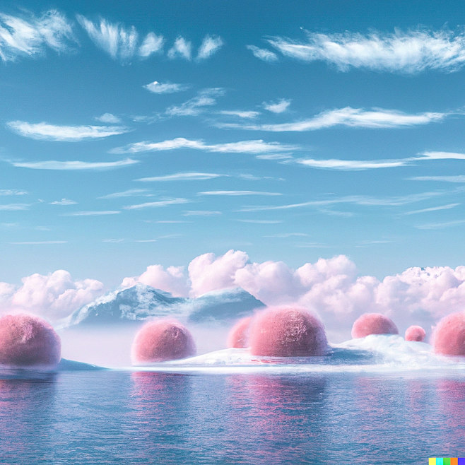 3D ai art dall-e dreamscape pink snow surrealism winter furry