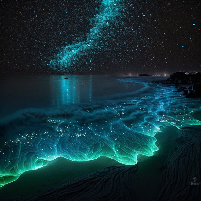 D118_Starry_sea_fluorescent_waves_green_waves_stars_real_photos_15e406f3-e11c-4abb-accd-863f4db9e0d0