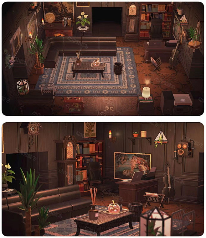 暗色系客厅 动物森友会ns 动森 家具套装 室内-淘宝网