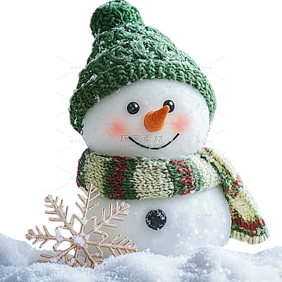 平安夜圣诞节合成实景雪人装饰元素素材-花瓣网