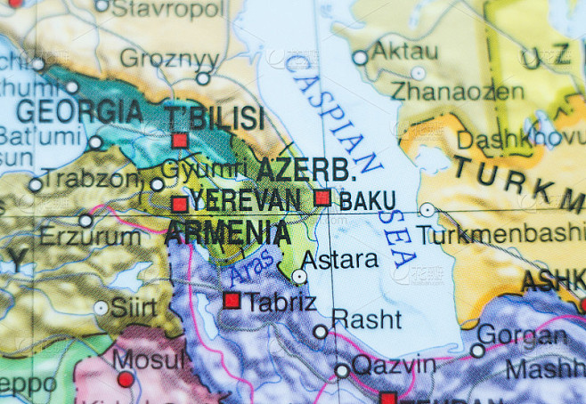 阿塞拜疆共和国国家地图。