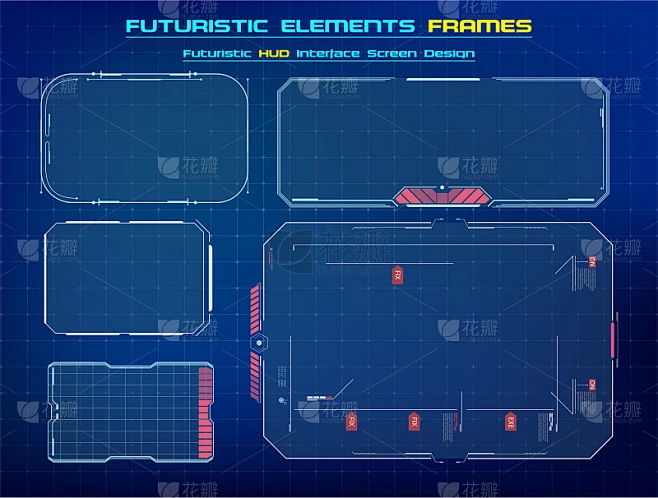 HUD UI GUI futuristic user interface screen elemen素材-花瓣网