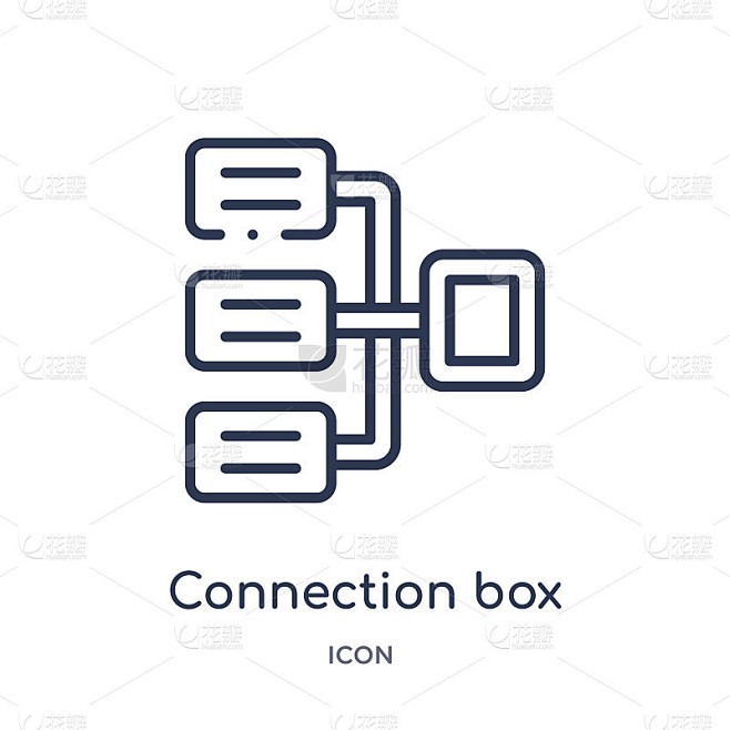 Linear connection box chart icon from Business out