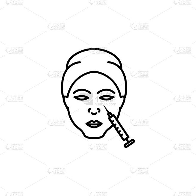 Face injection line icon. Signs and symbols can be