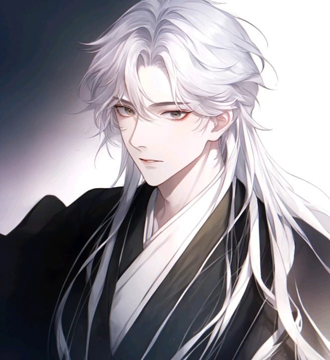 古风二次元美男子，古风头像，白发-花瓣网