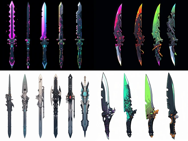 paoxiaoxiong_Dagger_cyberpunk_style_different_design_options_no ...