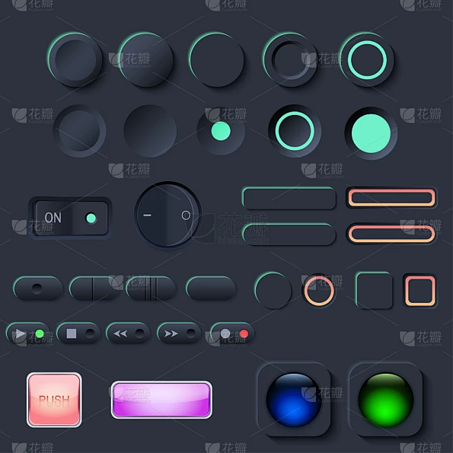 新形态的UI按钮暗设置素材-花瓣网