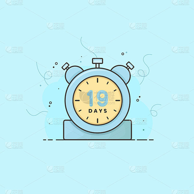 19 days announcement clock, timer vector time symb