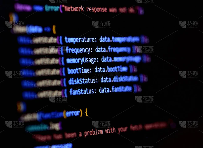 软件编程源代码在电脑屏幕上。现代Javascript, typescript, ecma脚本代码与R素材-花瓣网