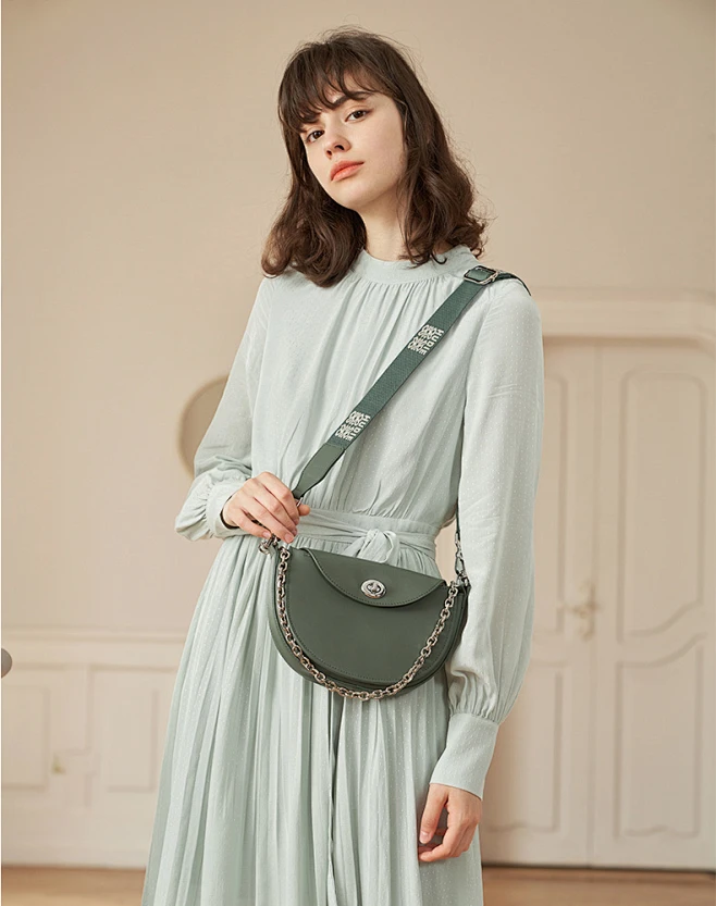 牛皮包包2020新款潮高级感百搭ins半月包链条单肩宽肩带斜挎包女-tmall.com天猫-花瓣网