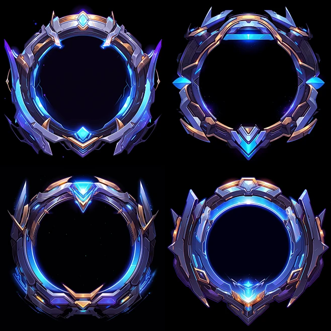 hulei181717_A_game_avatar_frame_with_round_metal_border_on_a_bl ...