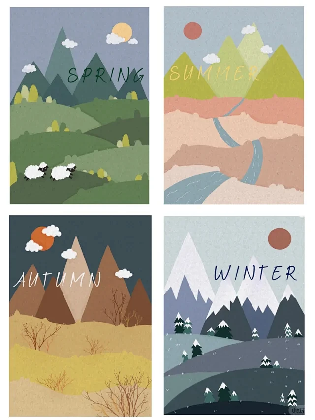 四季矢量插画 - 小红书搜索-花瓣网