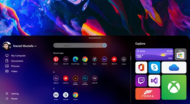 Adobe XD concept naved Web Design windows windows 10 redesign windows ...