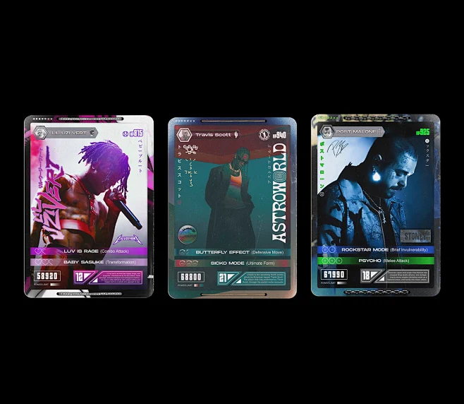 battle card collectible game hip hop lil uzi vert music Post Malone rap ...