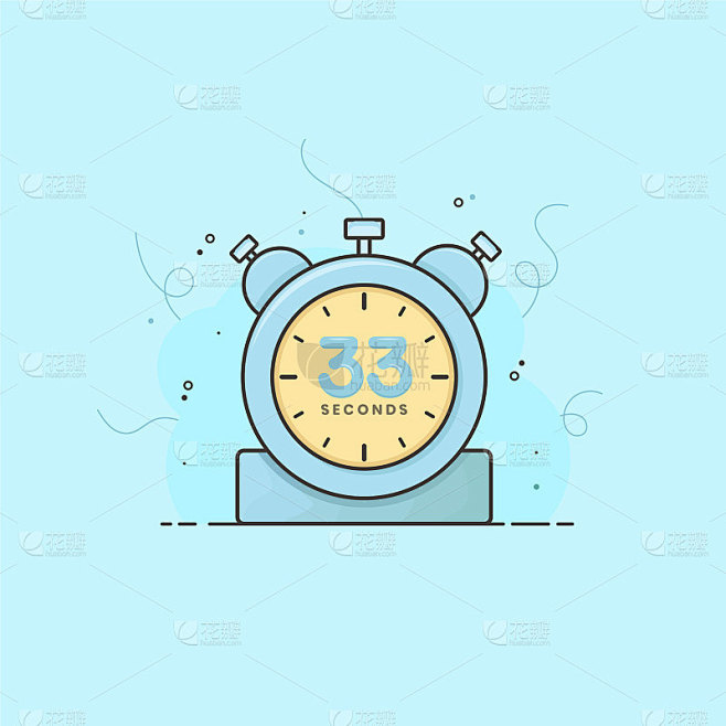 33 seconds alarm clock, timer, stopwatch vector ti