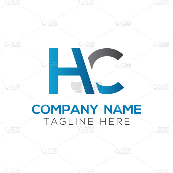 letter hc logo design linked template with blue
