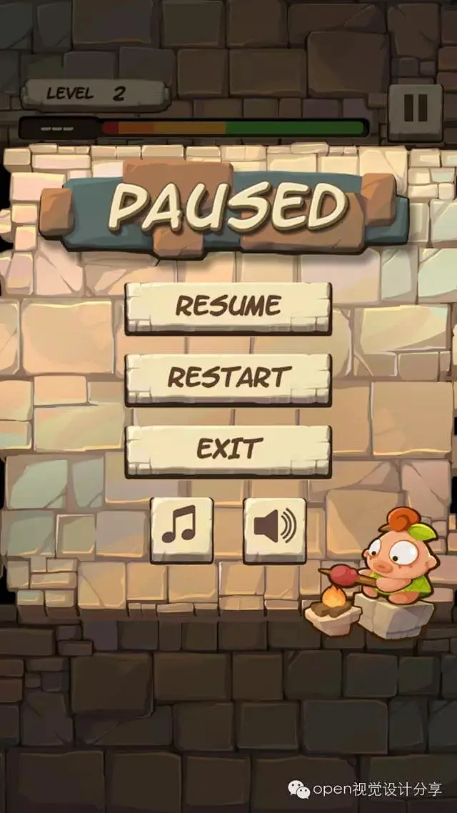 《魔窟男孩逃脱 Caveboy Escape》UI-花瓣网