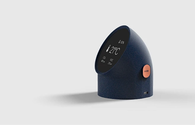 This may contain: an alarm clock sitting on top of a blue stand next to ...