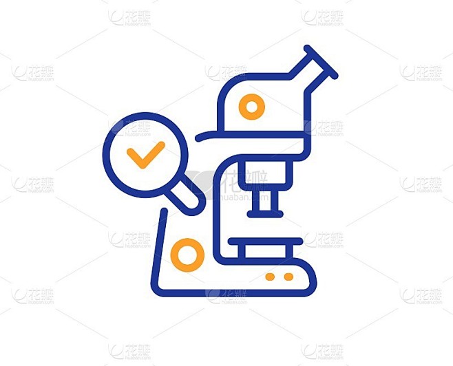 显微镜行图标。实验室设备的信号。向量