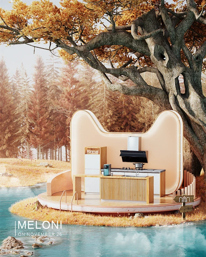 四季kv场景渲染三维/C4D设计-花瓣网