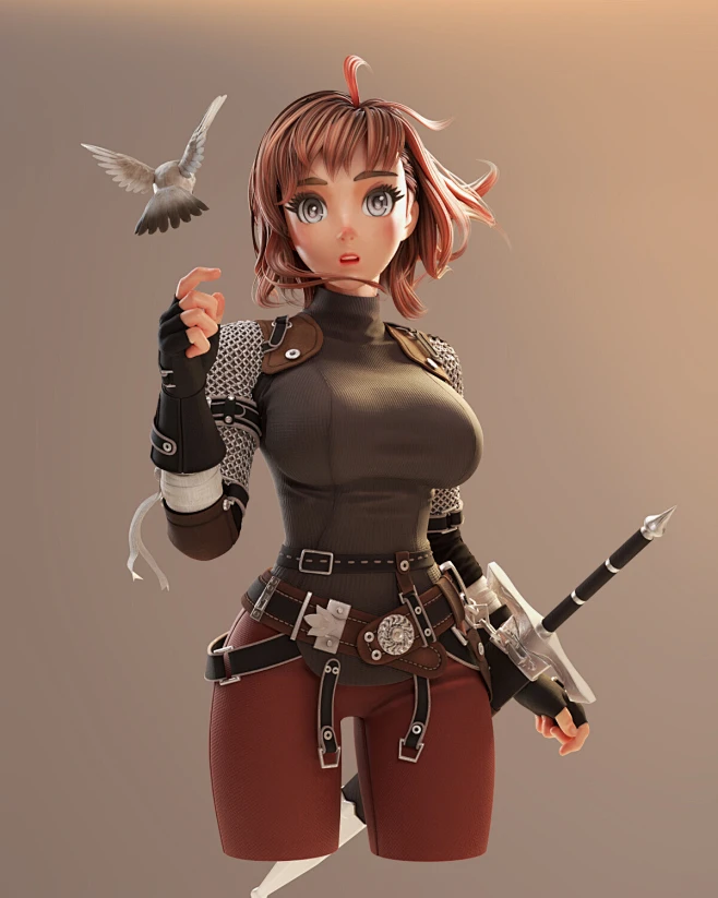 Knight girl 3D Character practice, John Peng : 3D character practice .original design from ...
