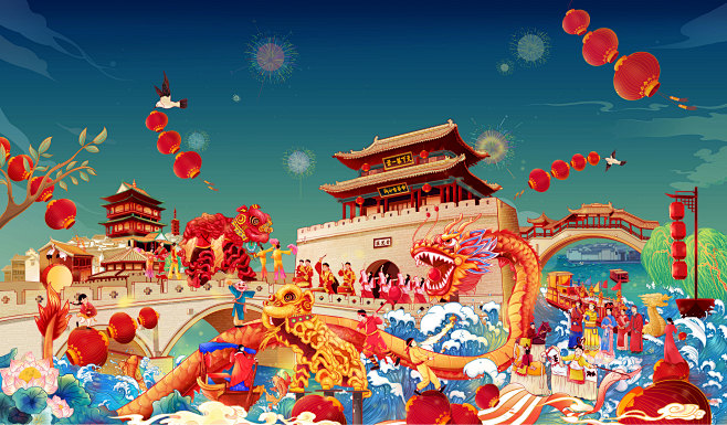 【台儿庄】新年-KV|插画|商业插画|西楼子 - 原创作品 - 站酷 (ZCOOL)