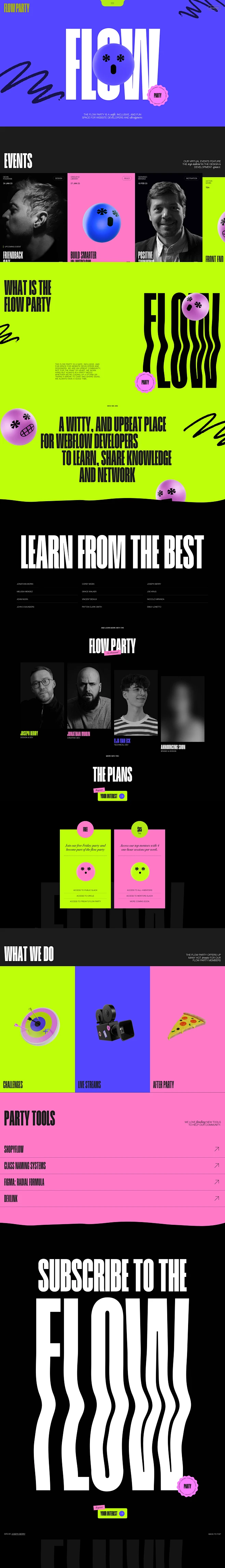 The Flow Party Landing Page Design-花瓣网
