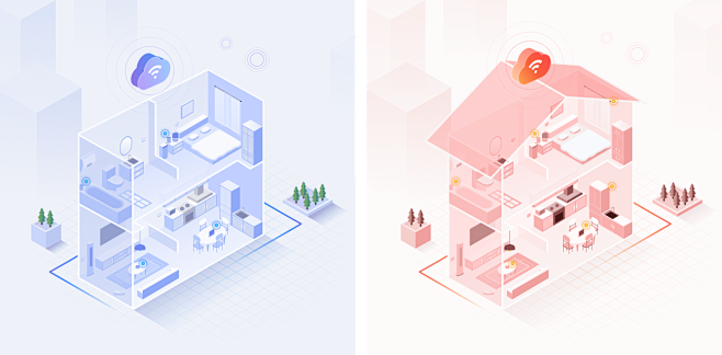 插画_全屋智能 2.5d