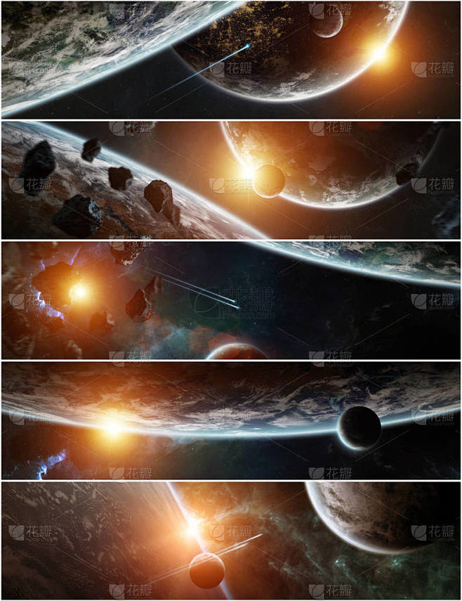 太空中遥远行星系统全景图的收集 3d. Nasa 提供的这幅图像的渲染元素