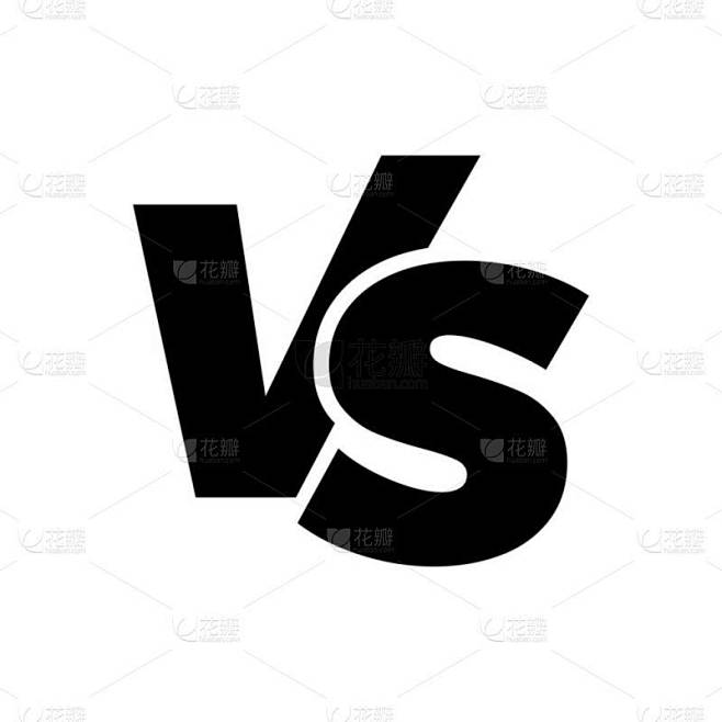 Vs 与字母矢量图标在白色背景上被隔离。对抗或对立设计概念的 vs 与符号