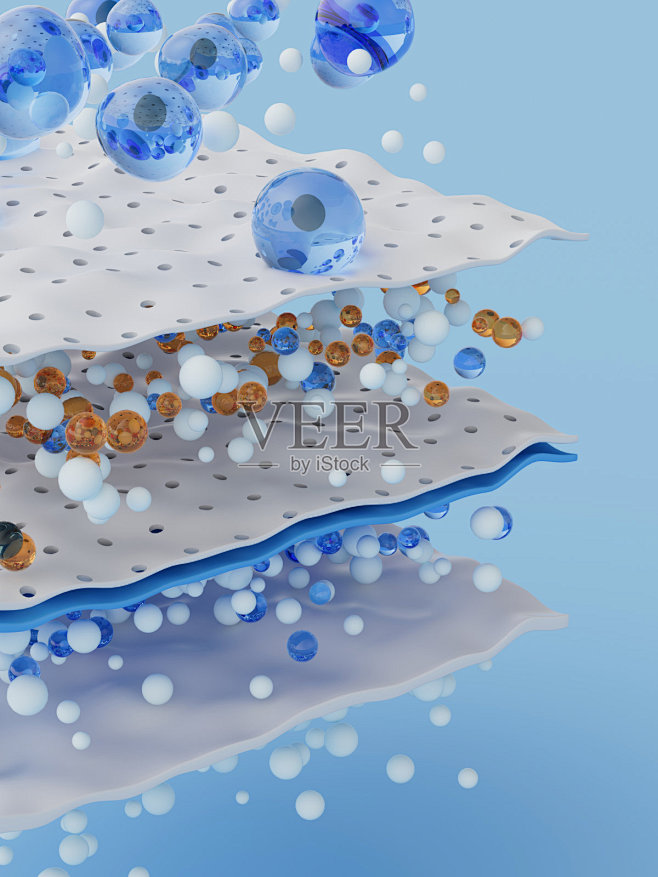 3D水分子渗透过滤创意图插画图片素材