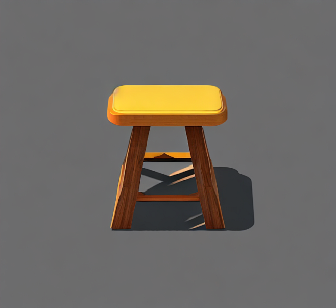 2D game screen, top view, 2d, cartoon, Q version, small stool