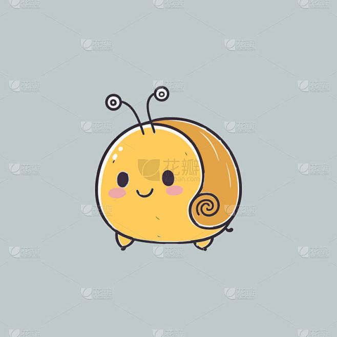 Cute kawaii snail chibi吉祥物向量卡通风格