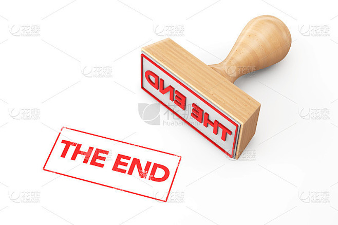 木制橡皮图章与结束标志