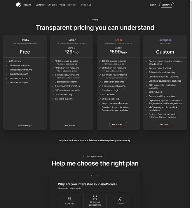 PlanetScale Pricing图片_网页交互和排版截取图片素材-花瓣网