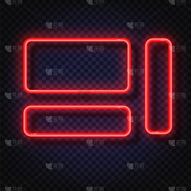 Neon light banners set. Vector Neon light frame si