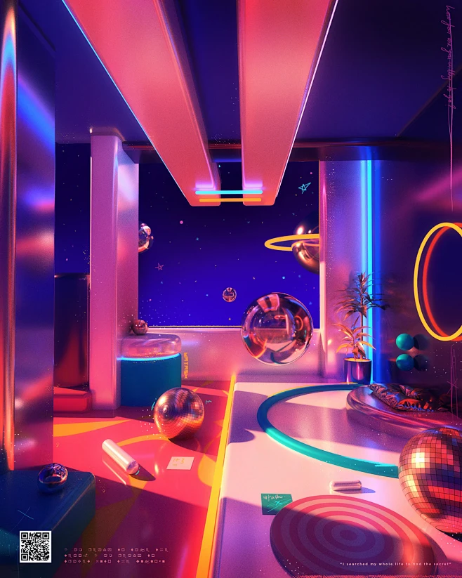 Space ,c4d,vaporwave,Synthwave,Retro,Interior,neon,Scifi,fantasy ...