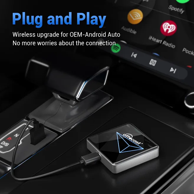 OTTOCAST Android-Auto-Wireless-Adapter, A2AIR Pro Android Auto AA Dongle Plug&Play 5Ghz WIFI ...