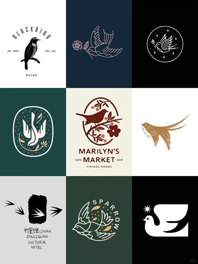 logo分享｜以鸟为主题的文艺标志logo分享-花瓣网