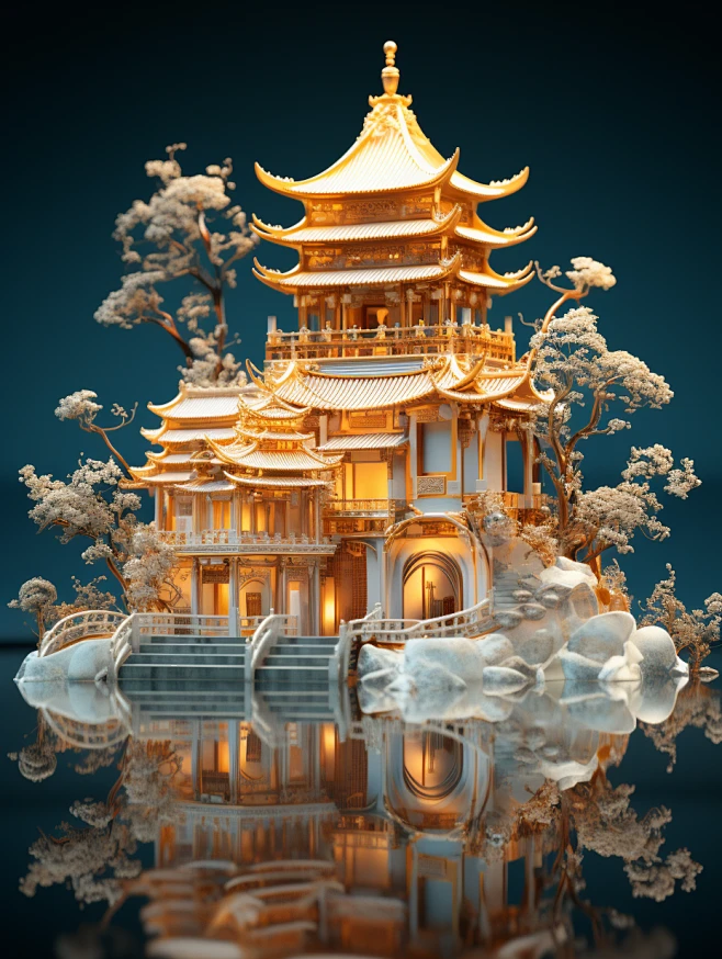 xahynmiamar1_A_glazed_oriental_building_with_a_gazebo_is_underw ...